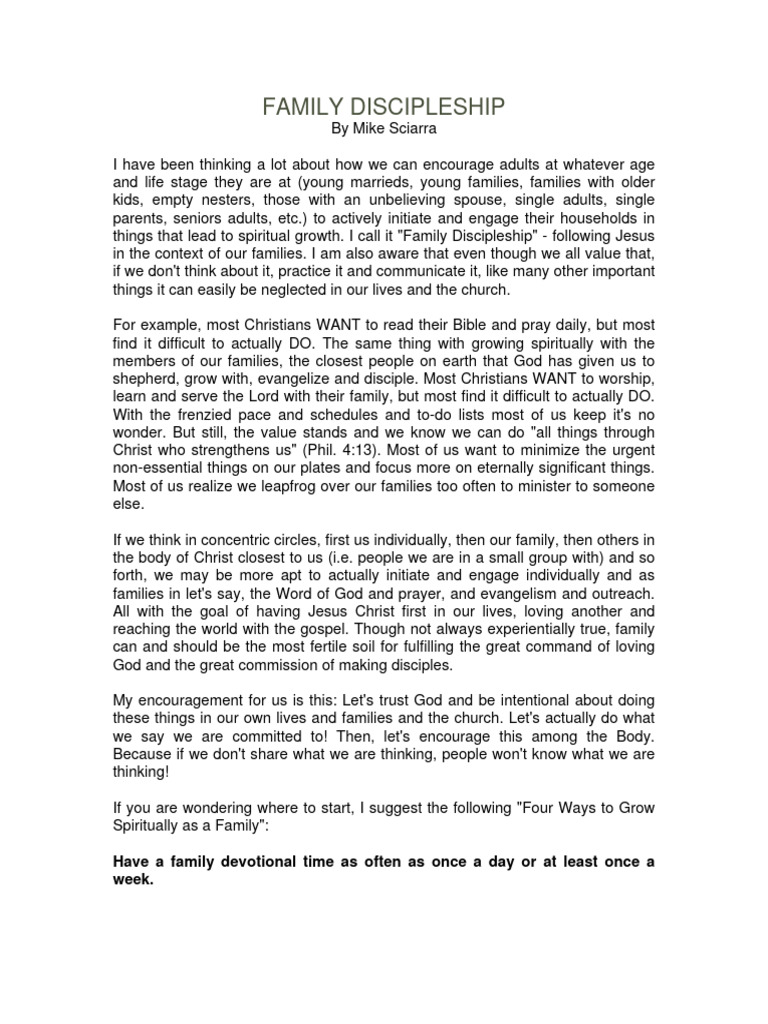 Family Discipleship | PDF | Disciple (Christianity) | Prayer