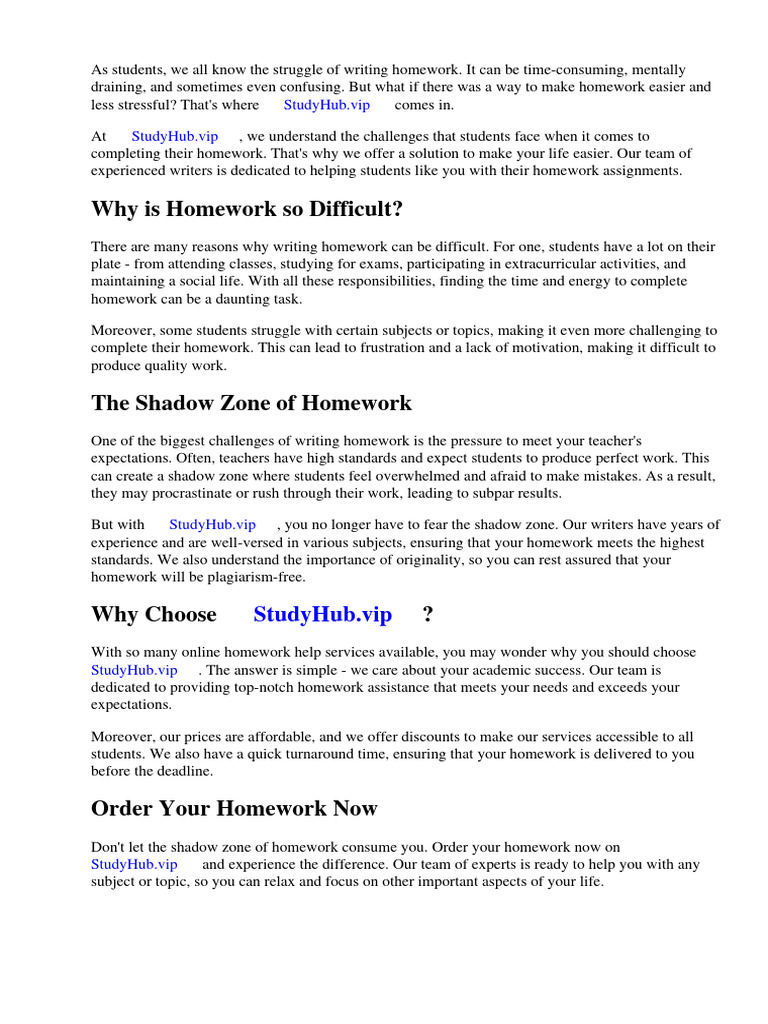 Shadow Zone Teacher Homework | PDF | Homework
