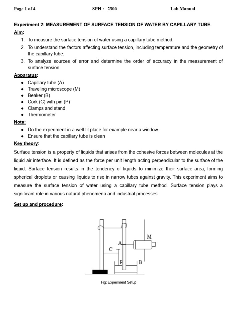 Measure Water Surface Tension Lab | PDF | Surface Tension | Liquids