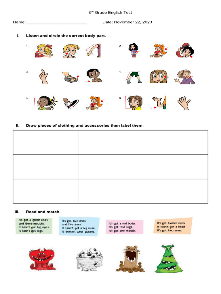 5th Grade English Skills Assessment | PDF | Technology & Engineering