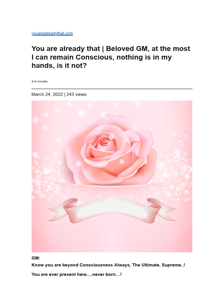 At The Most I Can Remain Conscious Nothing Is in My Hands | PDF ...