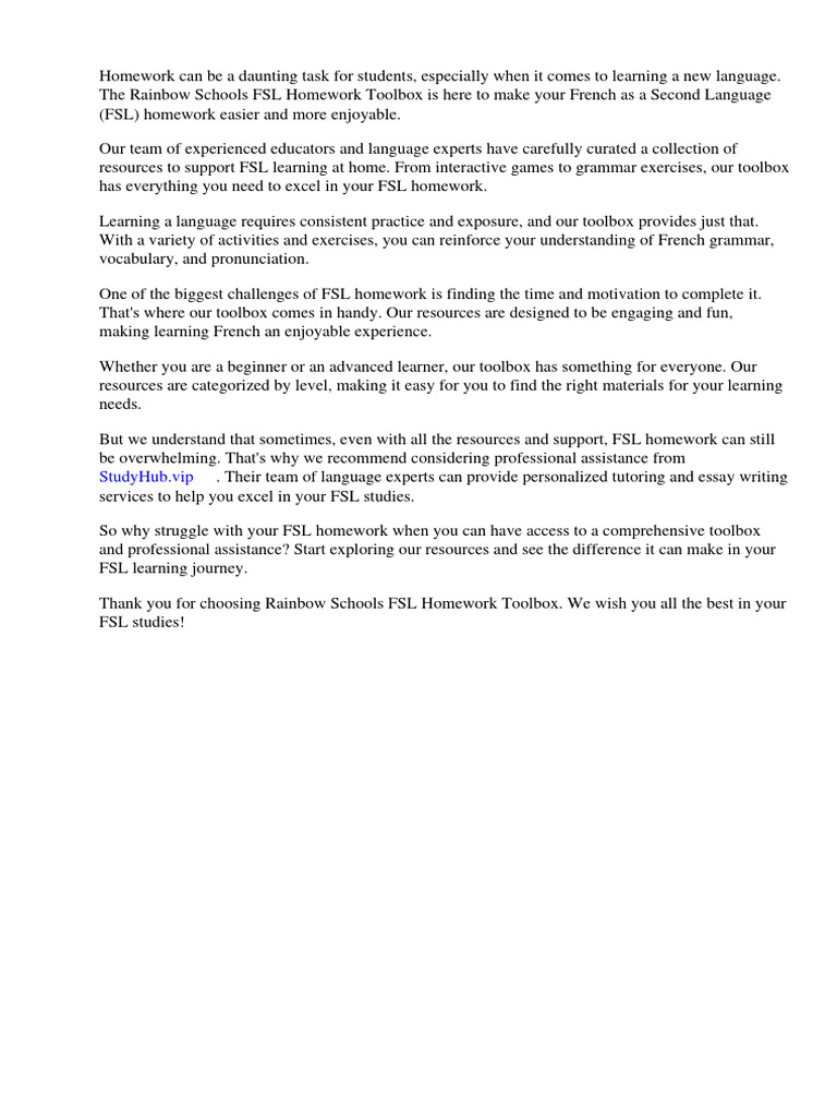 Rainbow Schools FSL Homework Toolbox | PDF | Safari (Web Browser ...