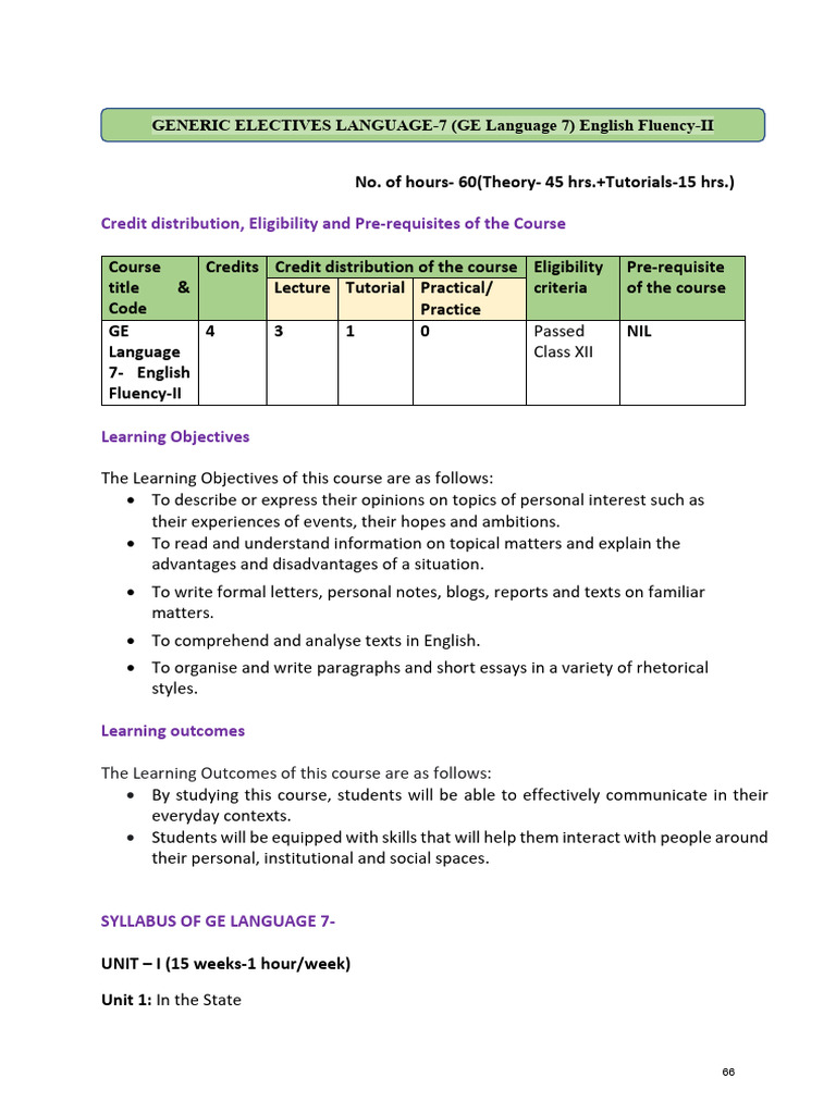GE_English Fluency II_syllabus | PDF | Learning | Human Communication