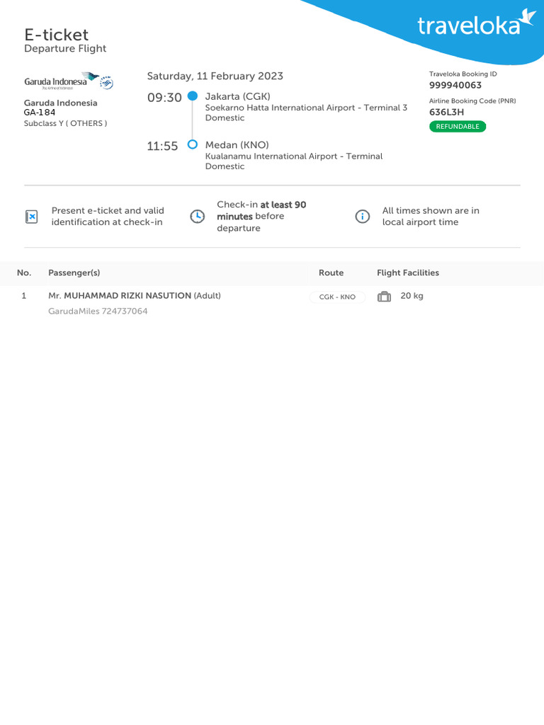 Muhammad Rizki Nasution Muhammad Rizki Nasution-CGK-636L3H-KNO-FLIGHT - ORIGINATING | PDF ...