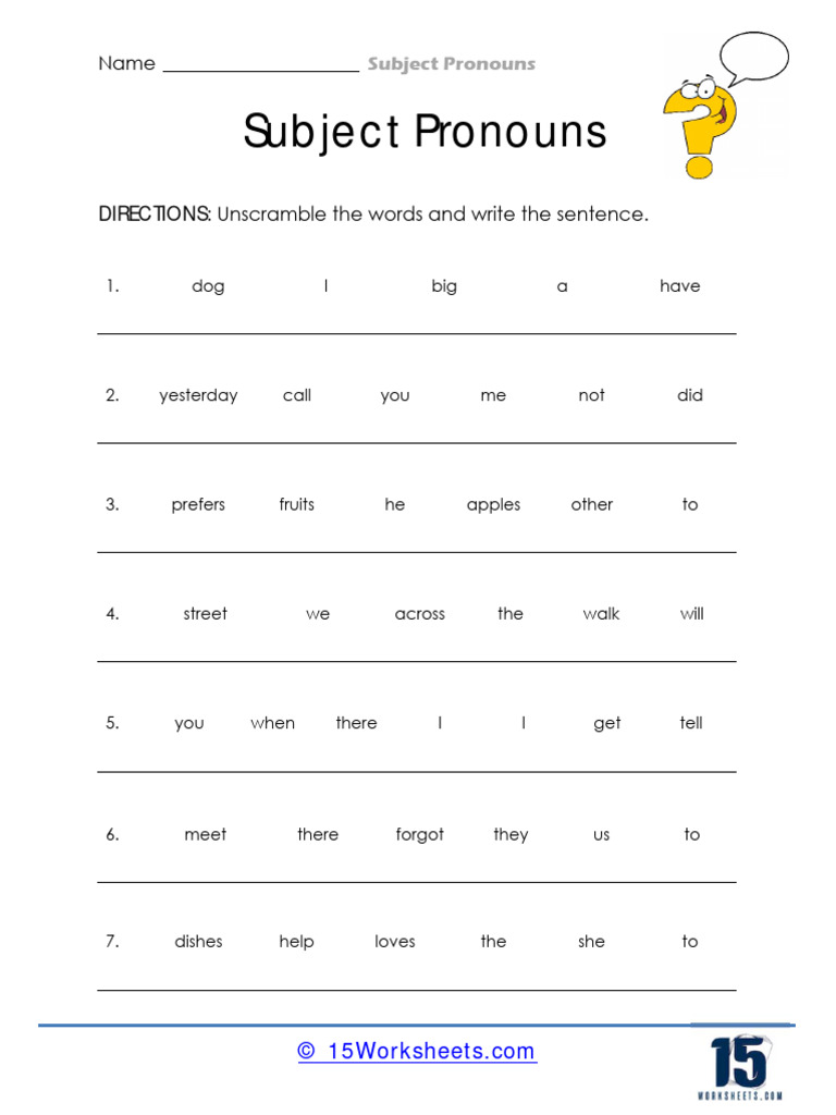 Subject Pronoun Exercise | PDF