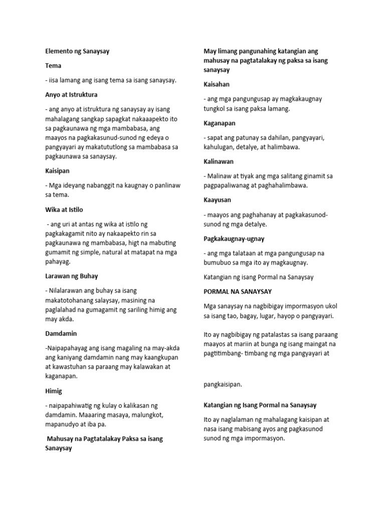 Handout Sanaysay Midterm | PDF