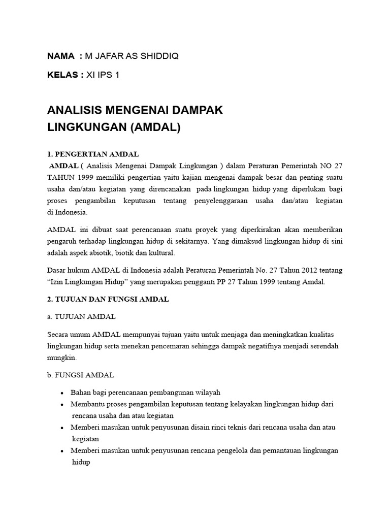 M Jafar As Shiddiq XI IPS 1 Analisis Amdal | PDF | Sains & Matematika