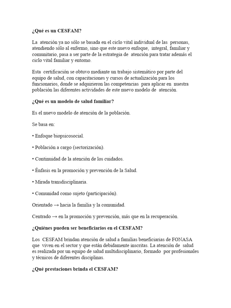 Qué Es Un CESFAM | PDF