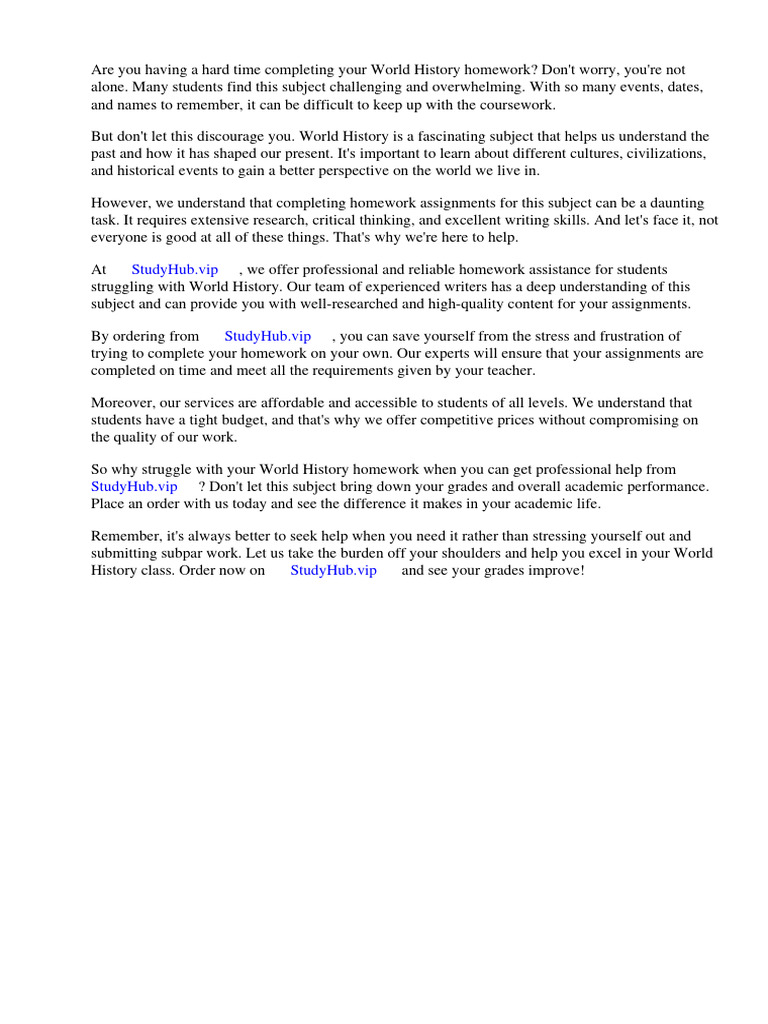 Need Help With World History Homework | PDF | Homework | Books