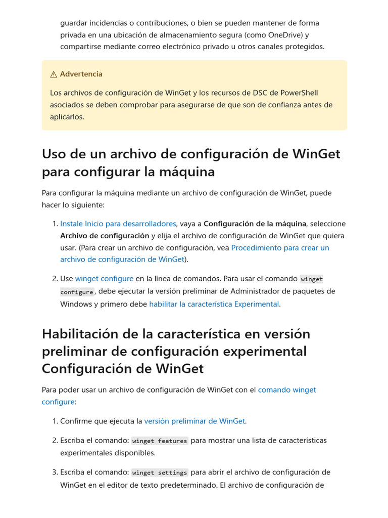 Uso de Un Archivo de Configuración de Winget para Configurar La Máquina | PDF