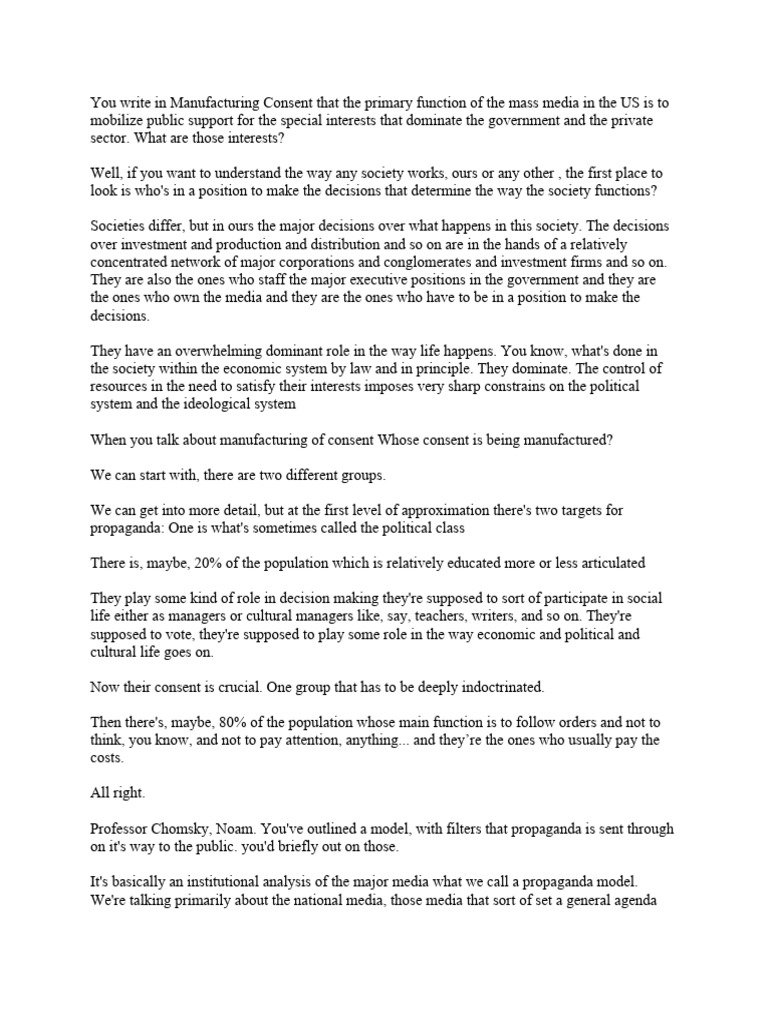 Manufacturing Consent Summary | Download Free PDF | Human Communication ...