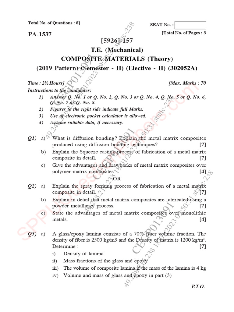 CM endsem 3 | PDF | Composite Material | Density