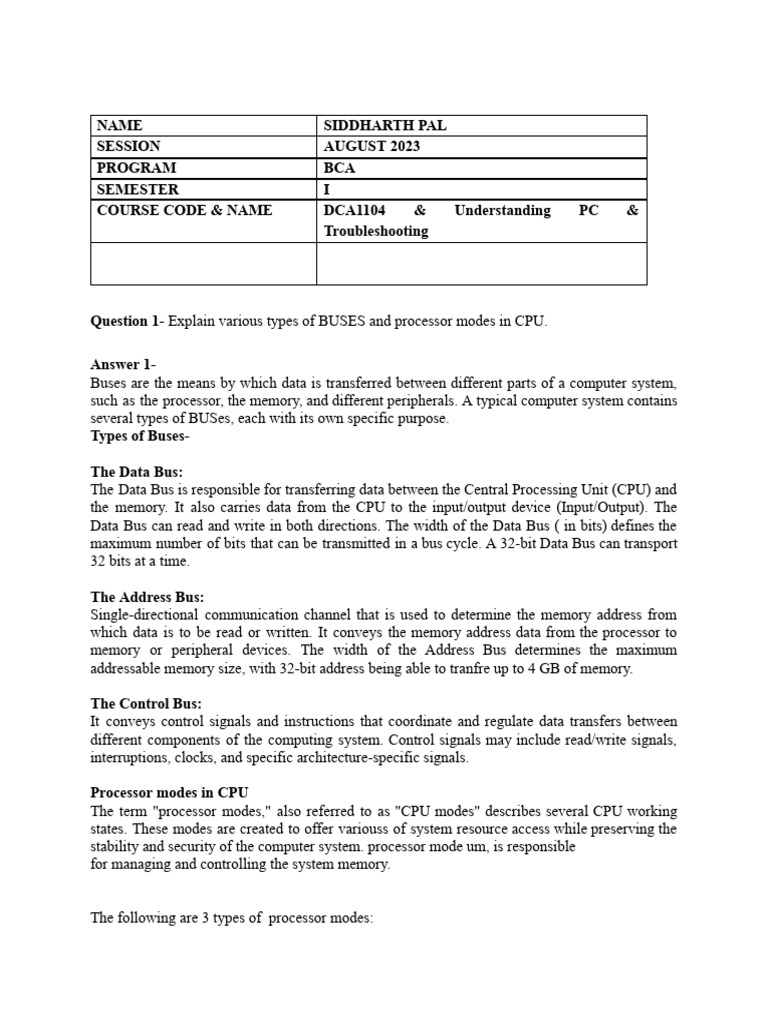 DCA1104 & Understanding PC & Troubleshooting - Siddharth Pal | PDF | Random Access Memory | Hard ...