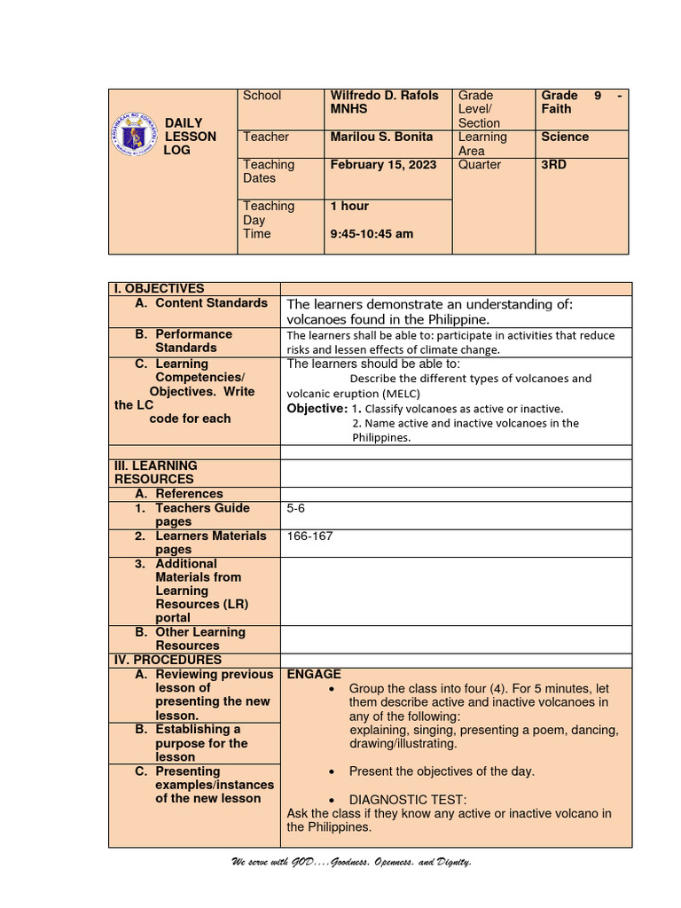 Science 9 DLP Volcanoes | Download Free PDF | Volcano | Learning