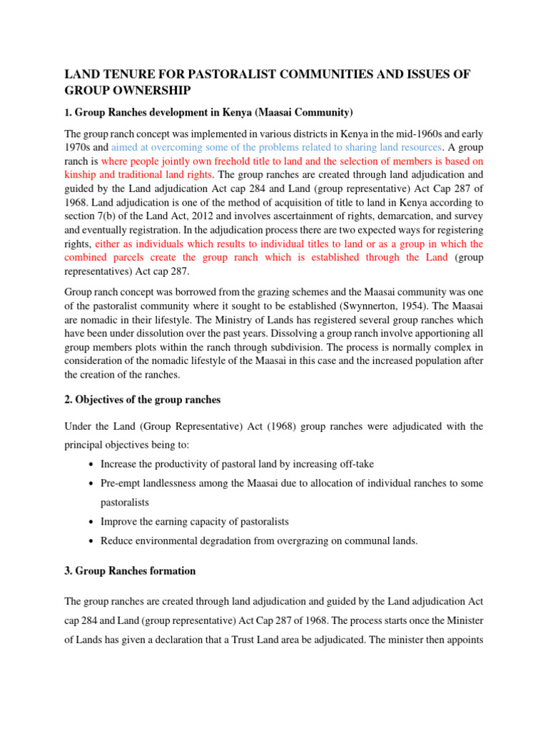 Group Ranches and Land Tenure in Kenya | PDF | Pastoralism | Justice