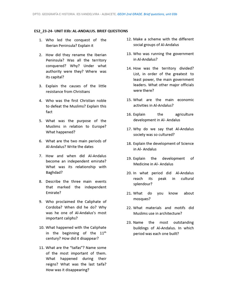 Al-Andalus: Key Historical Questions | PDF | Al Andalus | Abrahamic ...