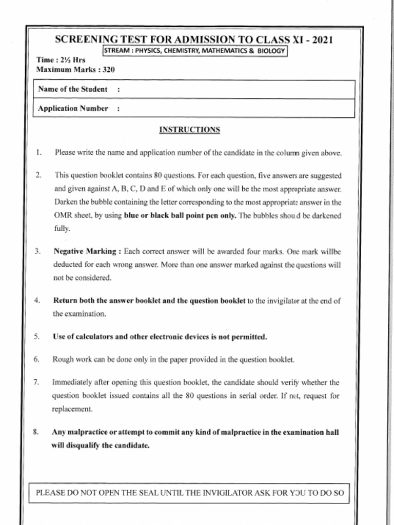 Class Xi Stream Phy Chem Maths Biology 1 | PDF
