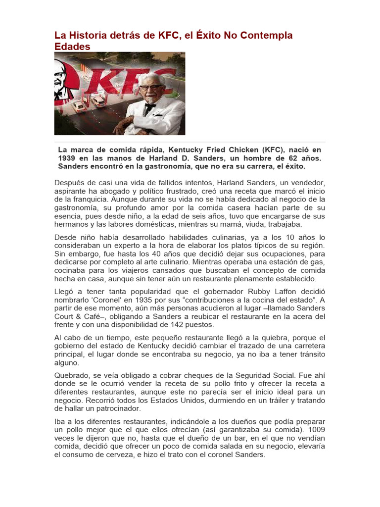 La Historia Detrás de KFC | PDF