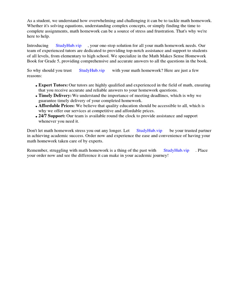 Math Makes Sense Homework Book Grade 5 Answers | PDF | Academic ...