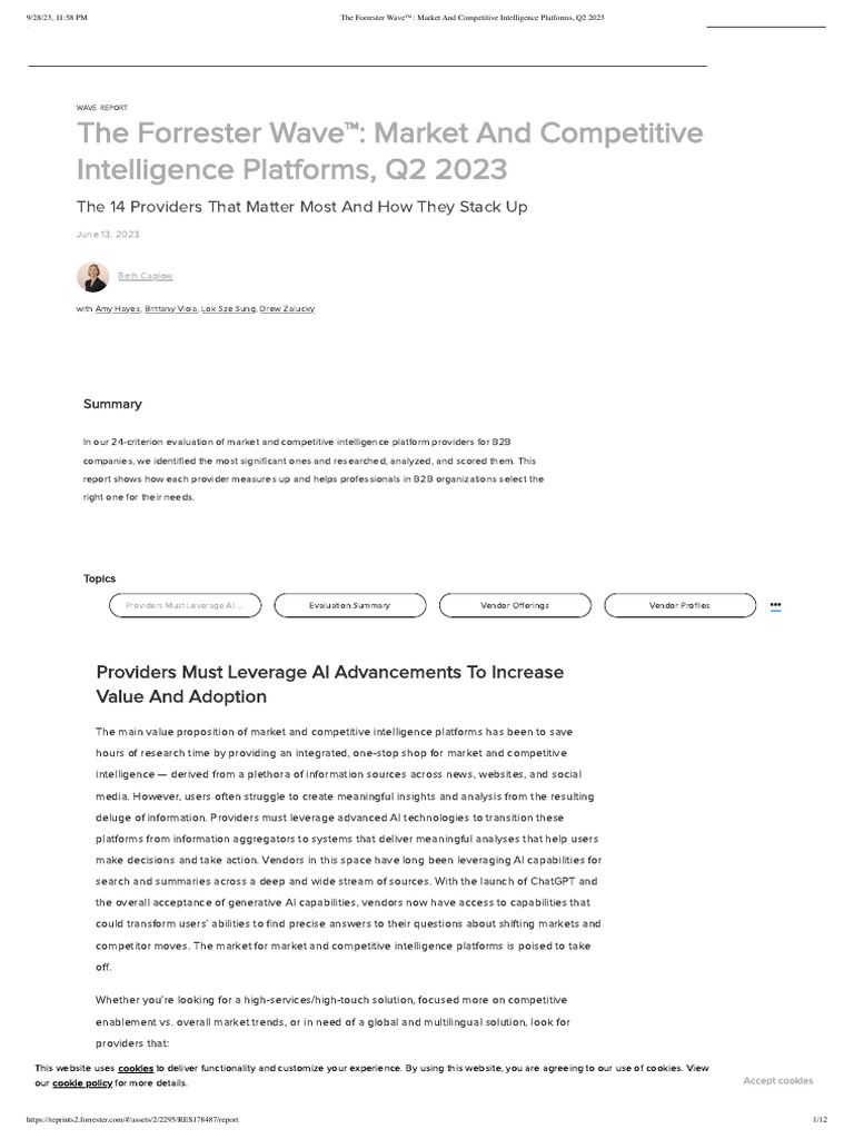 The Forrester Wave™ - Market and Competitive Intelligence Platforms, Q2 2023 | PDF | Customer ...