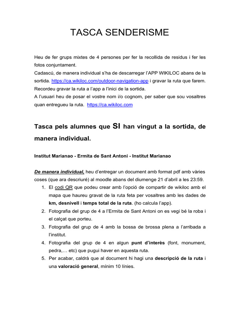 Tasca Senderisme | PDF