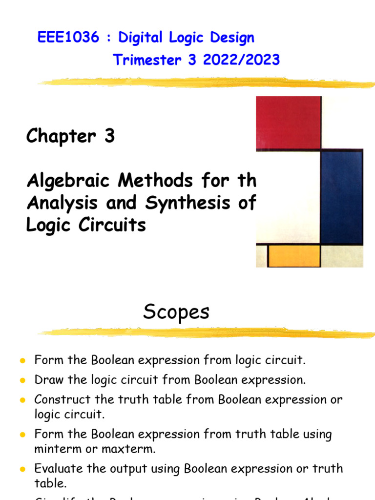 Chapter 3 - EEE1036 T3 (2230) 2022 - 2023 | PDF | Logic Gate | Boolean Algebra