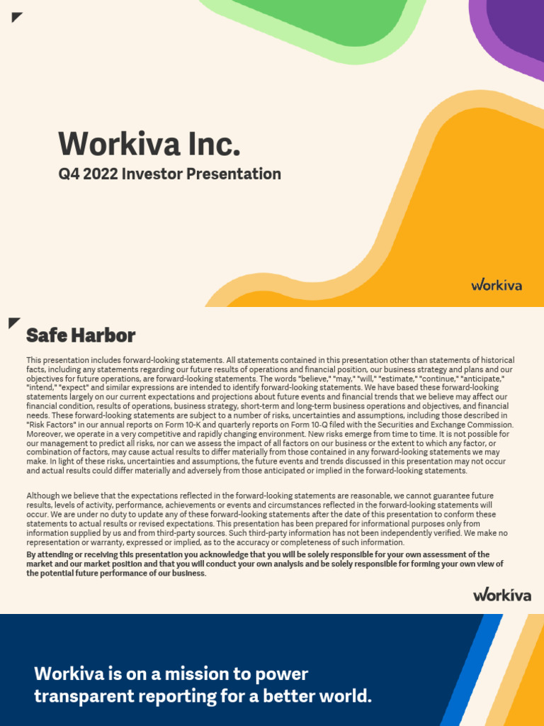 Workiva Q4-'22-Investor-Presentation | PDF | Risk | Business