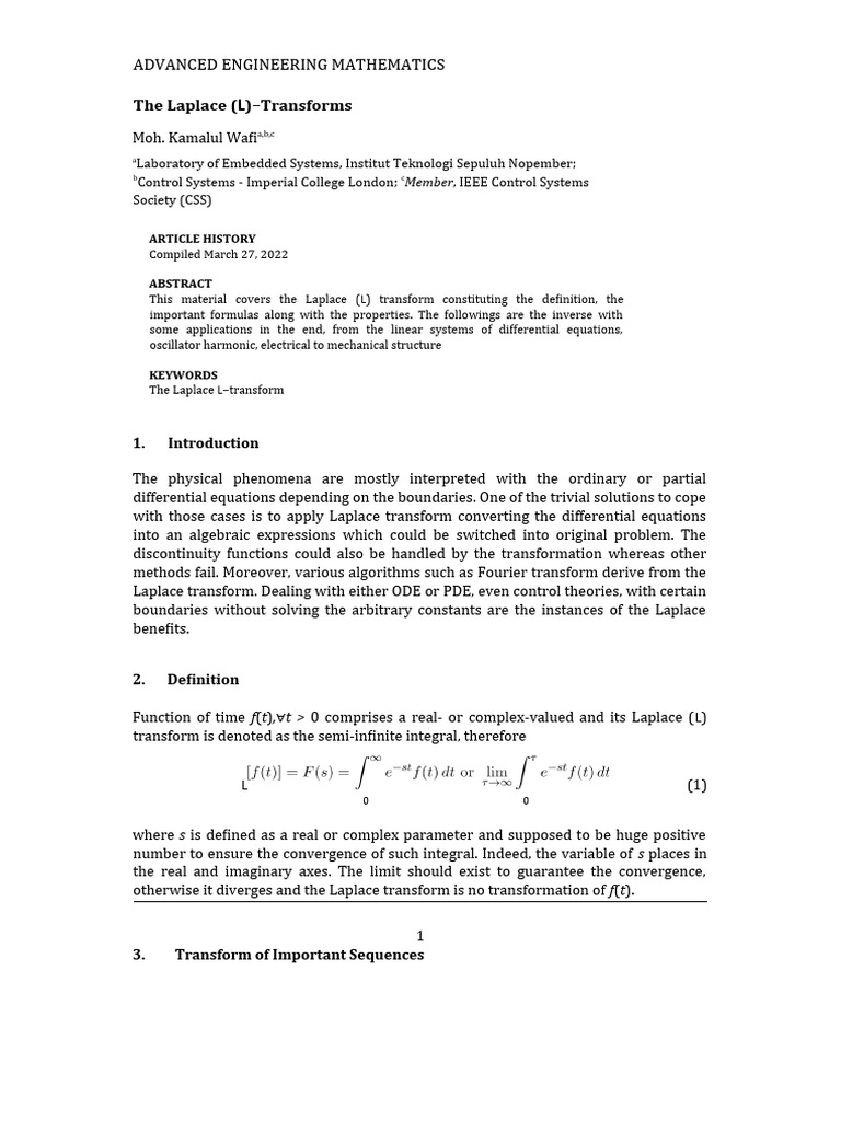 Advanced Engineering Mathematics | PDF | Laplace Transform | Differential Equations