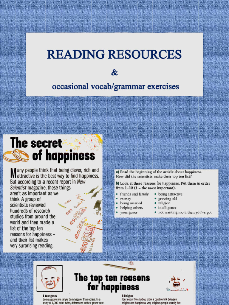 Reading Resources and Exercises | PDF | Language Arts & Discipline