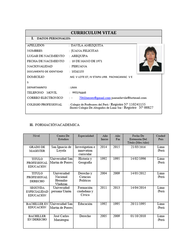 Curriculum Actual 2024 | PDF | Lima | Perú