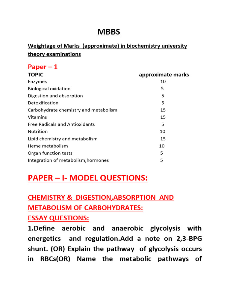 Biochemistry - Paper-I - Syllabus & Model Questions | PDF | Cholesterol ...