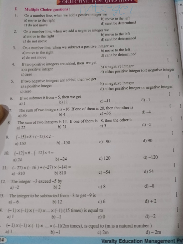 Integers and Fractions and Decimals Bits and Answers | PDF | Integer ...