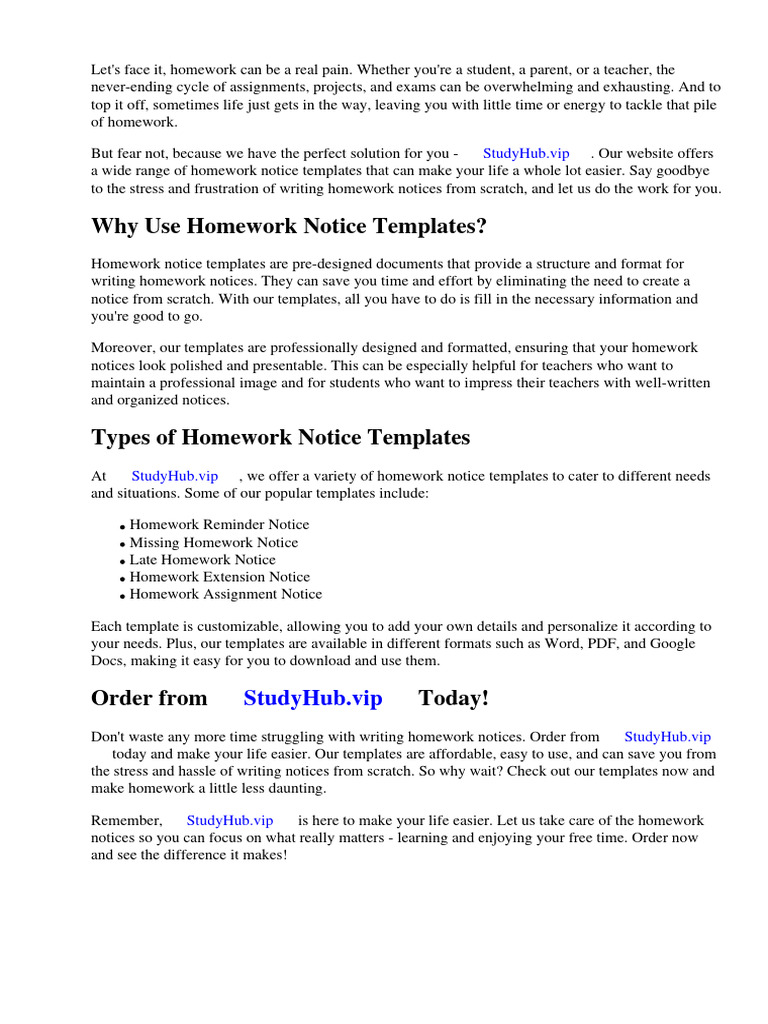 Homework Notice Templates | PDF | Homework | Social Media