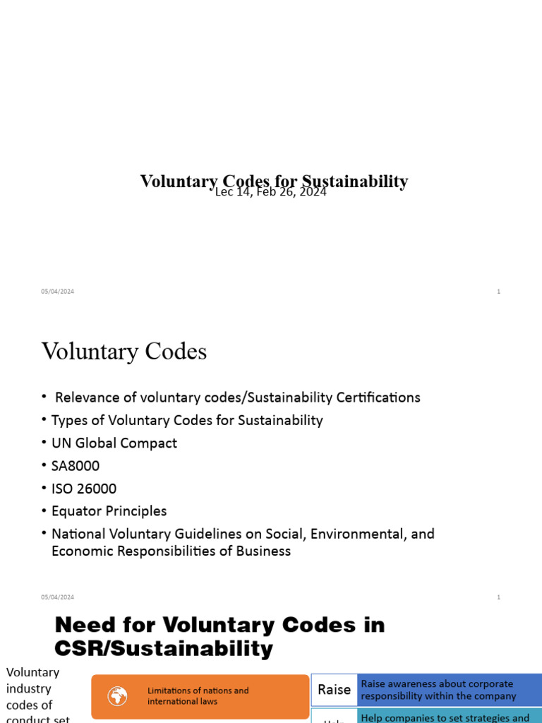 Lec 14 - Voluntary Codes Feb 26 Bd16t0kDRb | PDF | Corporate Social ...
