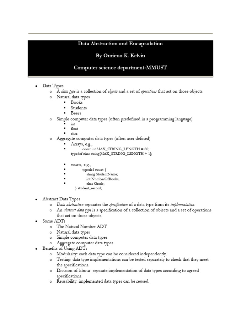 DSA Tutorial2 Data Abstraction | PDF | Data Type | Programming Paradigms