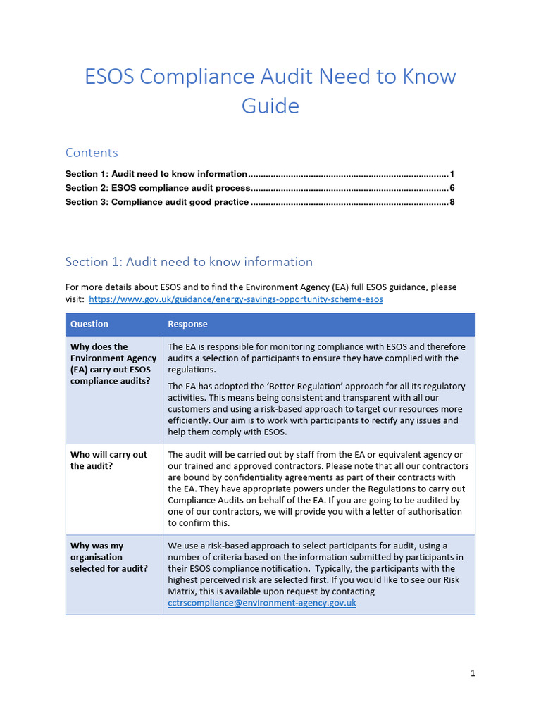 ESOS Compliance Audit Need To Know Guide v6 | PDF | Audit | Regulatory ...