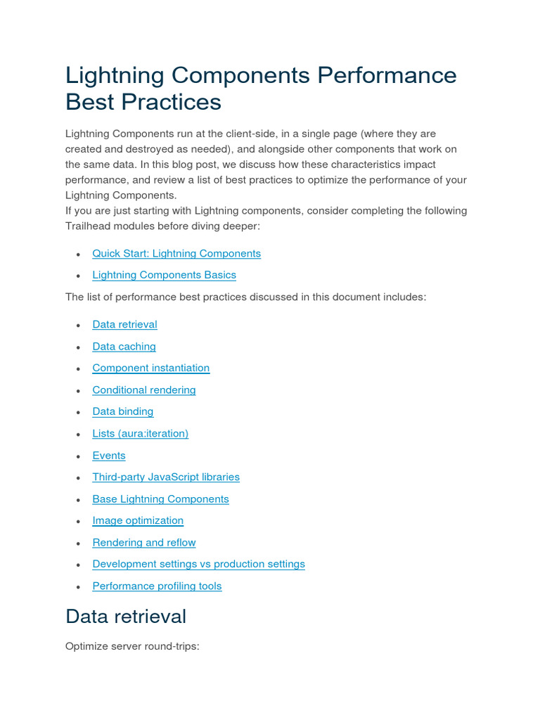 Lightning Components Performance Best Practices | PDF | Cache (Computing) | J Query