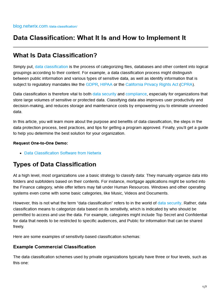 Data Classification What It Is and How To Implement It | PDF ... Data Classification What It Is and How To Implement It | PDF ...