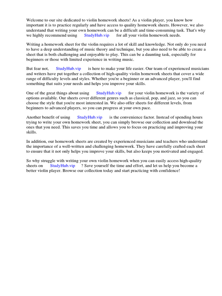 Violin Homework Sheets | PDF | Violin | String Instruments