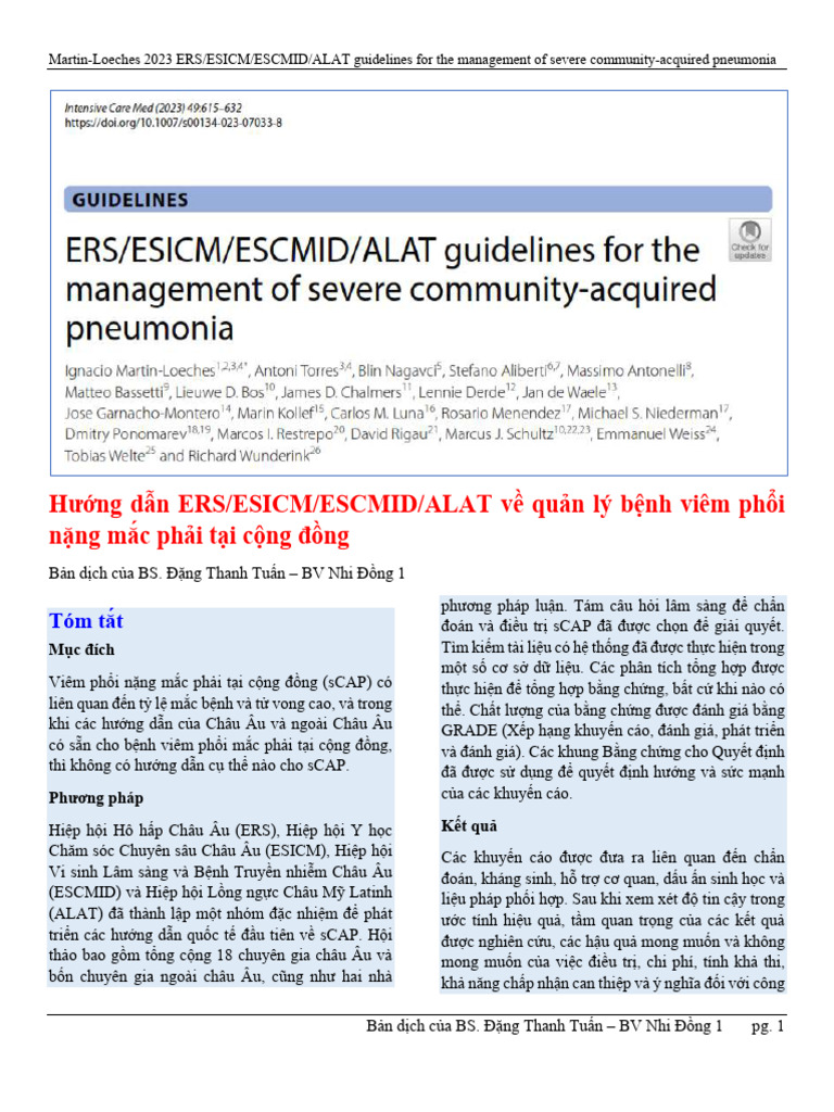 Martin-Loeches 2023 ESICM Guidelines For The Management of Severe ...