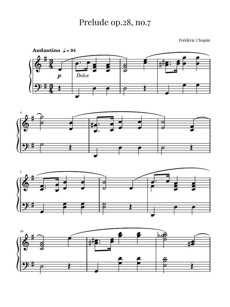 Prelude 7 - Chopin | PDF | Compositions | Instrumental Solo Pieces