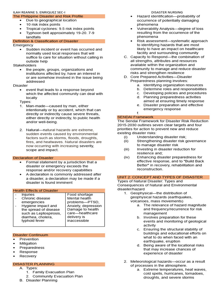 Disaster Nursing Notes | PDF | Natural Disasters | Hazards