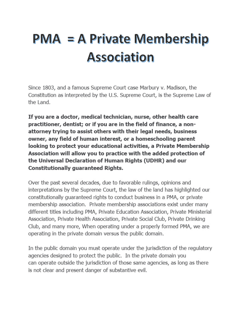 Private Membership Association | PDF | First Amendment To The United ...