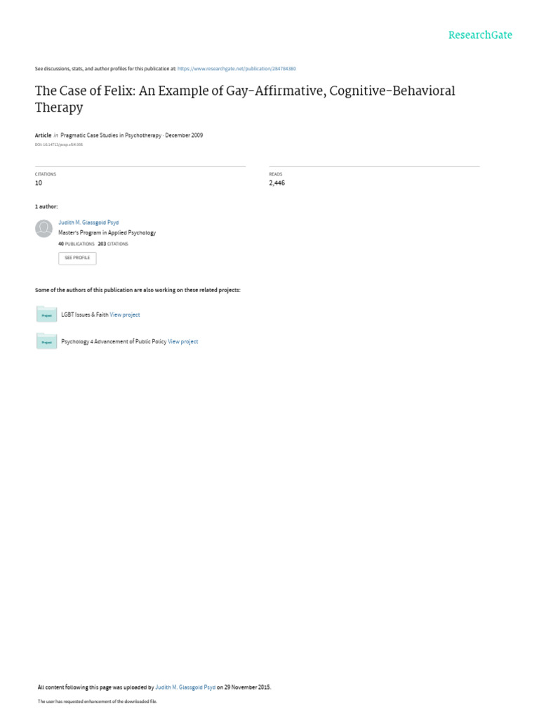 The Case of Felix An Example of Gay-Affirmative Co | PDF ...