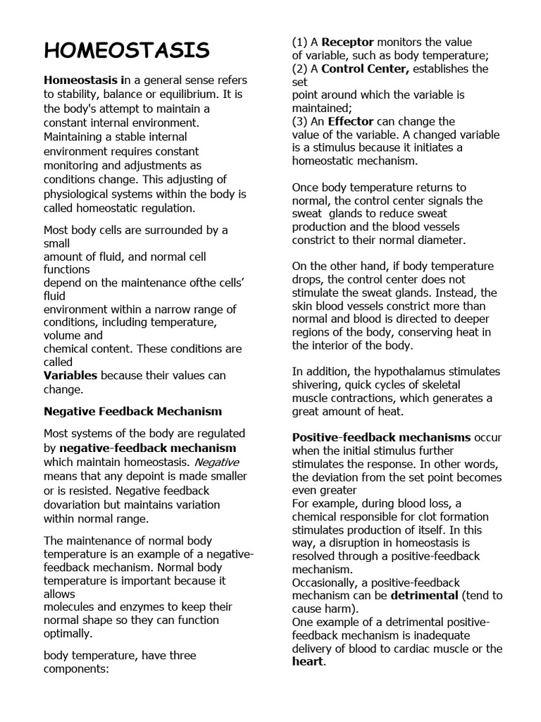 Homeostasis | PDF | Homeostasis | Thermoregulation