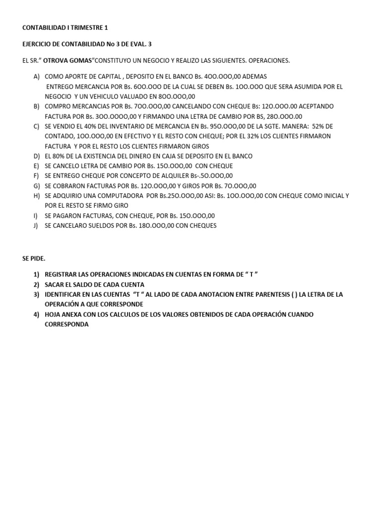 EJERCICIO DE CONTAB. No 3 DE EVAL 3 | PDF