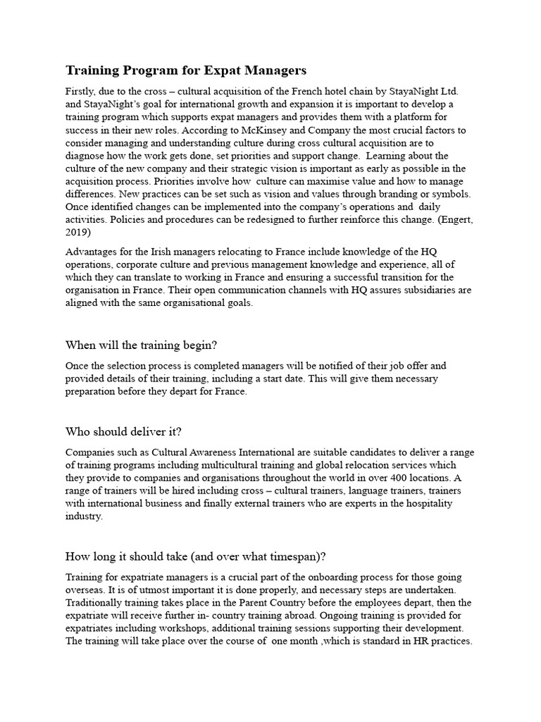 Training Program For Expat Managers IHRM | PDF | Knowledge | Business