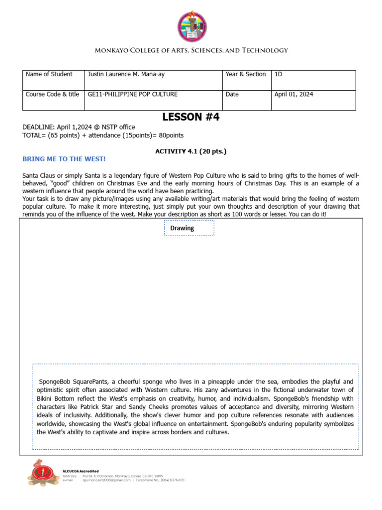 LESSON4 OffsiteActivity | PDF | Popular Culture