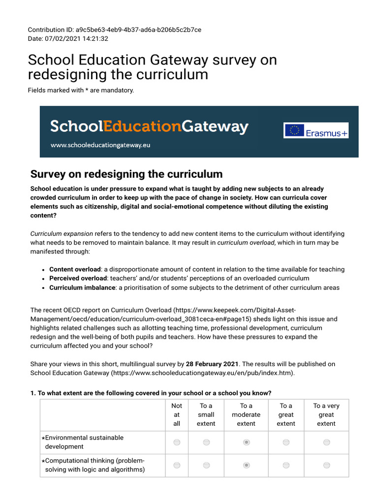 EUSurvey - Survey | PDF | Curriculum | Teachers