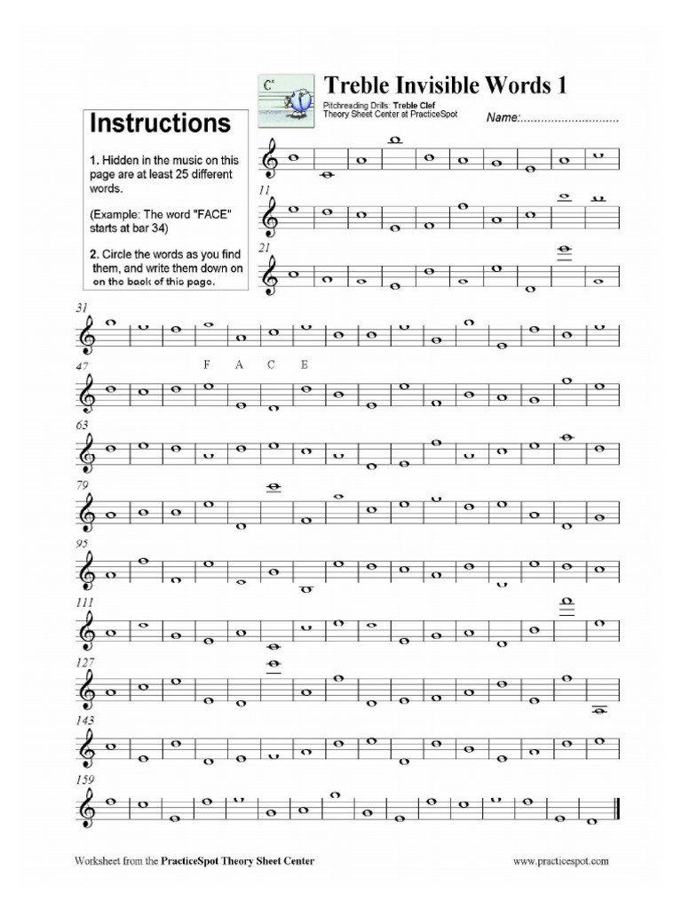 Treble Invisible Words 1 | PDF
